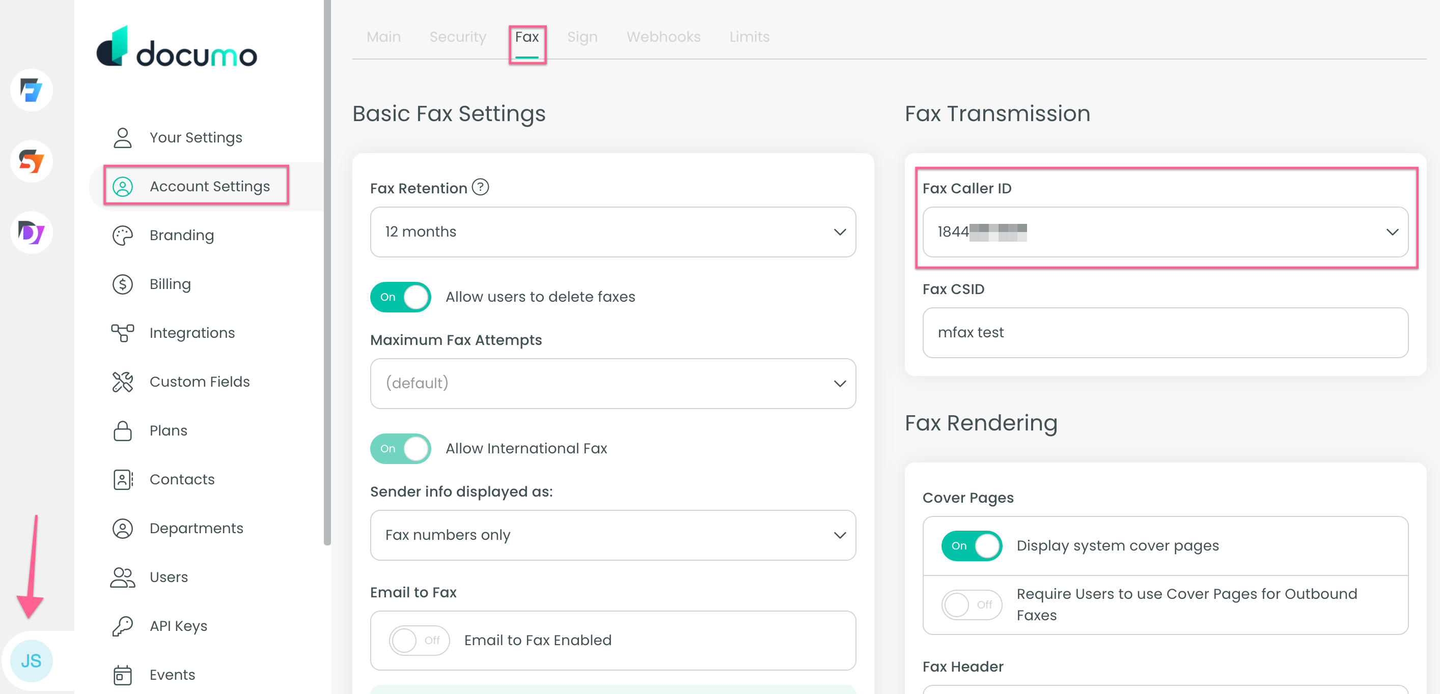 Setting Caller ID – Documo