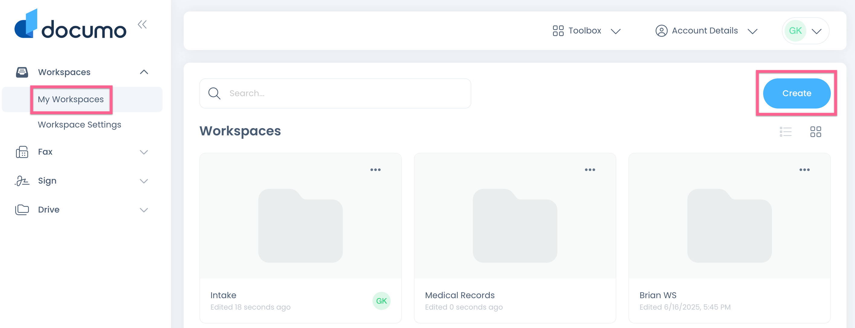 Workspaces – Documo