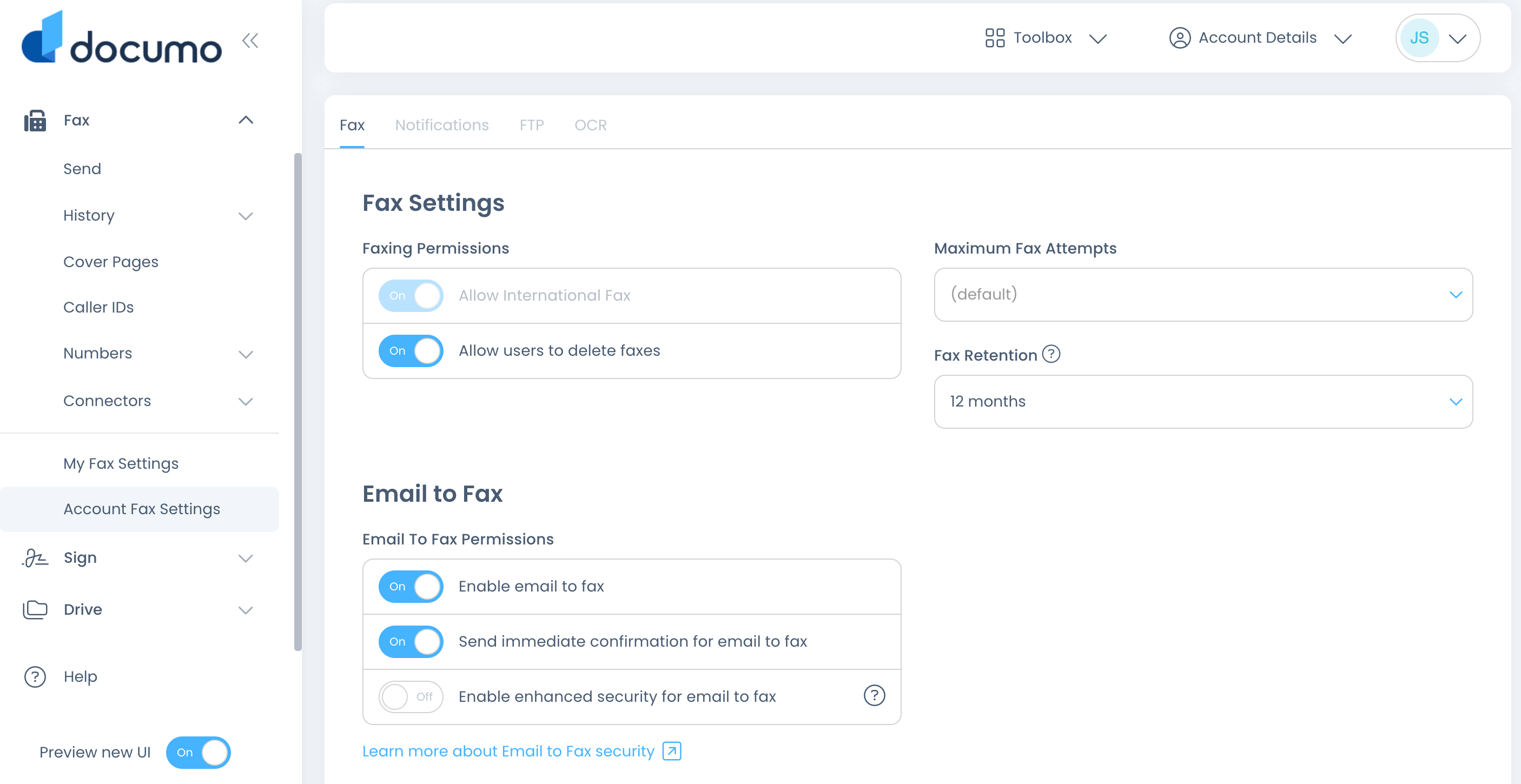 Custom Fax Headers – Documo