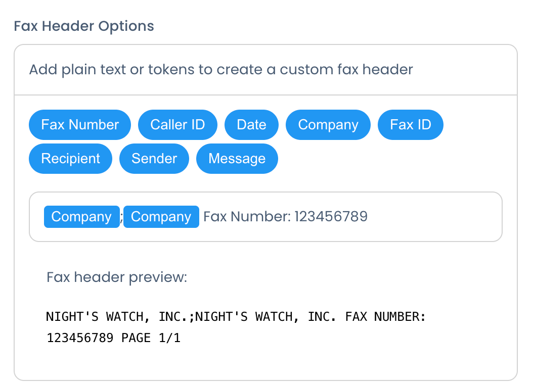 Custom Fax Headers – Documo